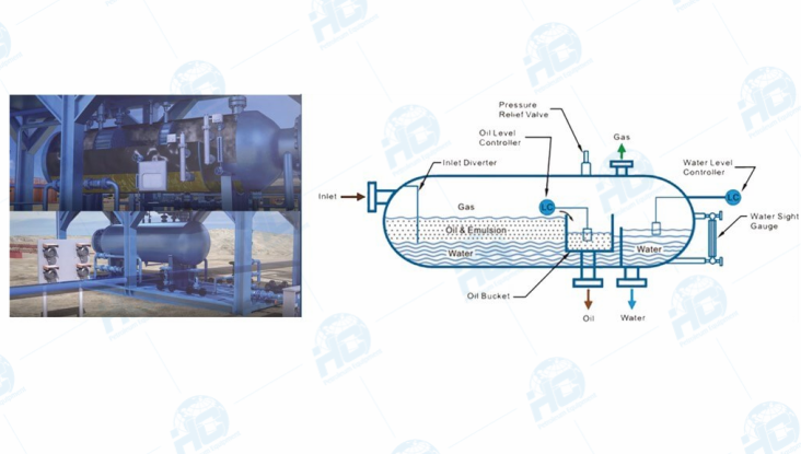How to separate oil, gas and water in well test three-phase separator
