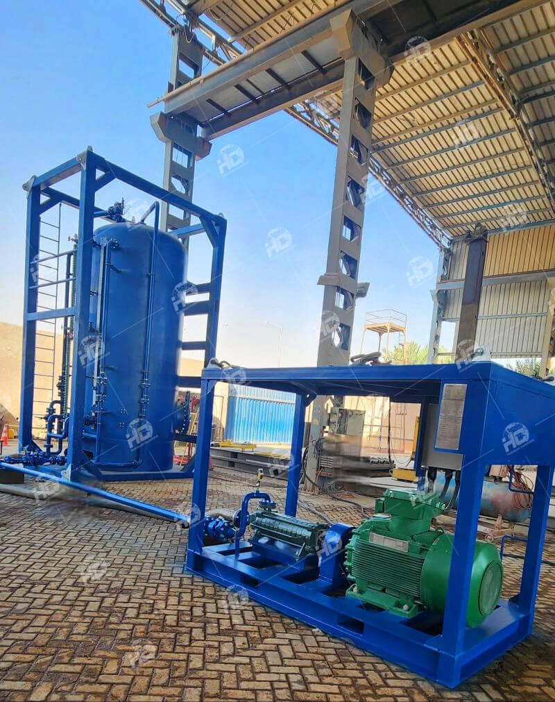 Vertical Surge Tank & Transfer Pump Skid Delivered for Oilfield Liquid ...